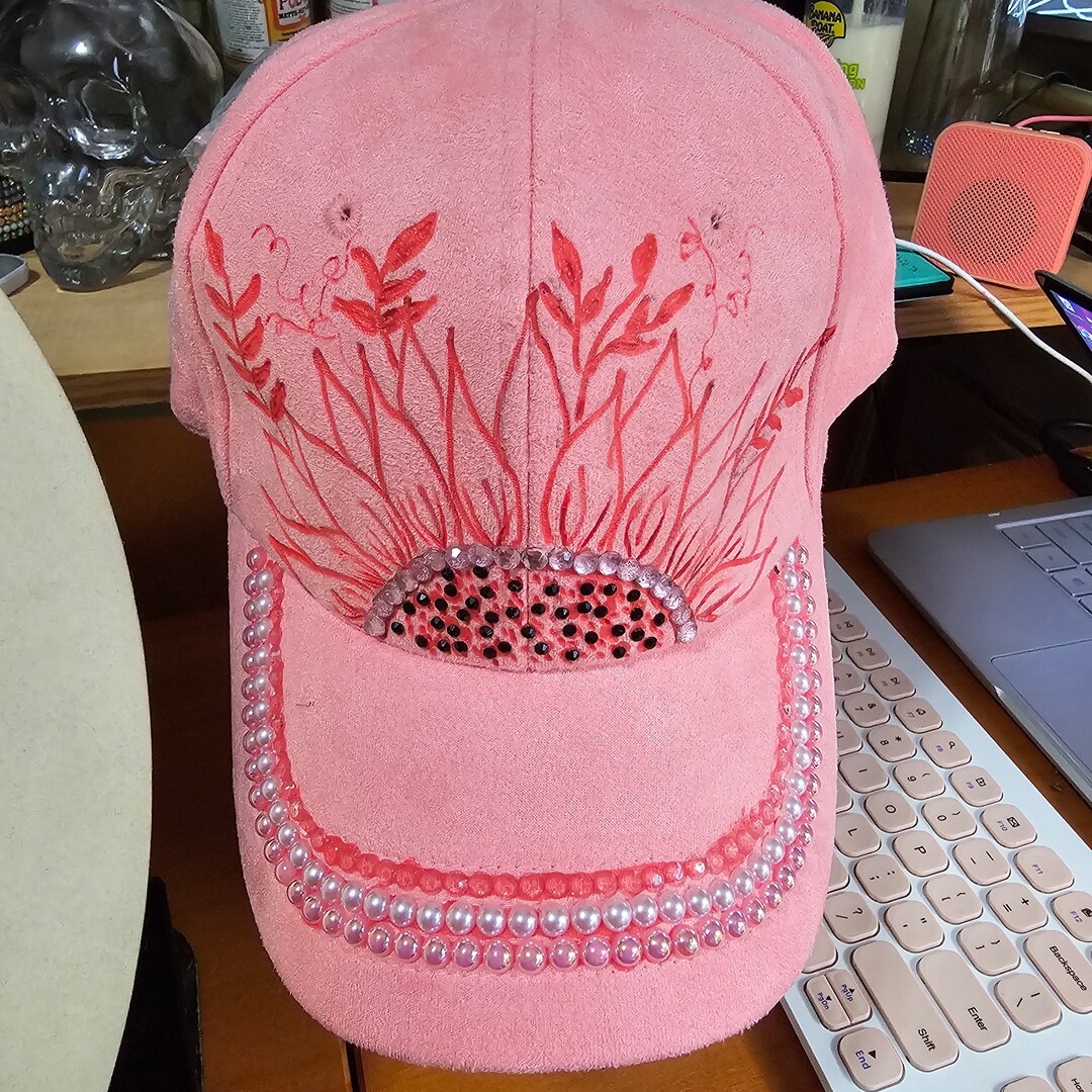 Pyrography Design Baseball Hat With Rhinestones - Etsy