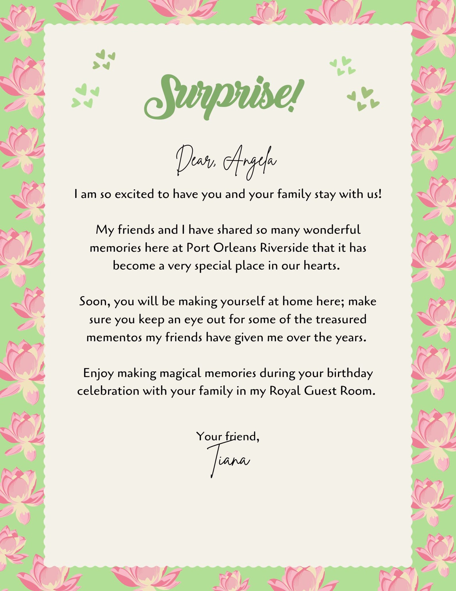 Tiana Disneyworld/ DL Trip Reveal Letter - Etsy