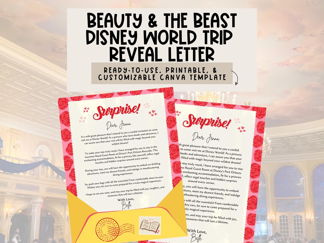 Belle Disneyworld/ Disneyland Surprise Trip Reveal Letter | Magic Mail ...