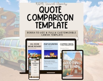 Quote Comparison Template Canva Template Fully Editable Travel Agent ...