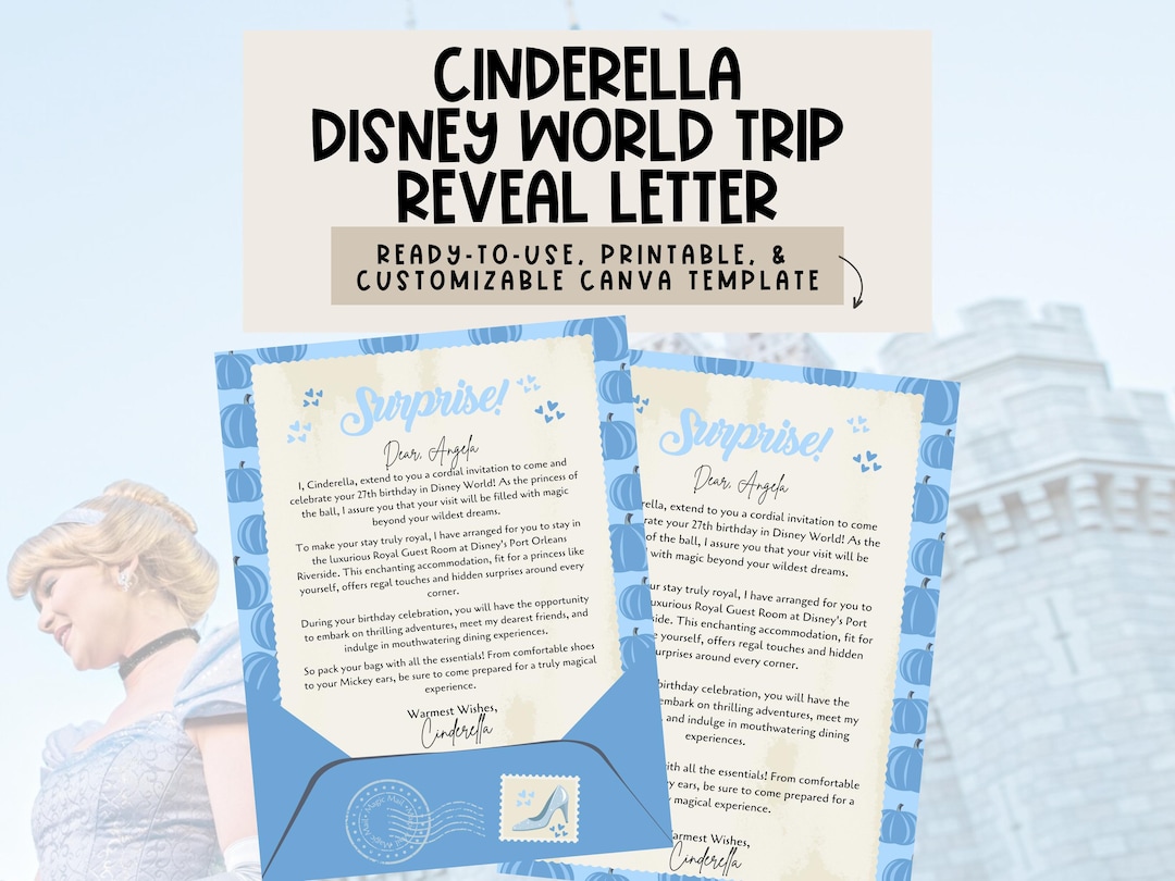 Cinderella Disneyworld/ Disneyland Trip Reveal Letter | Magic Mail ...