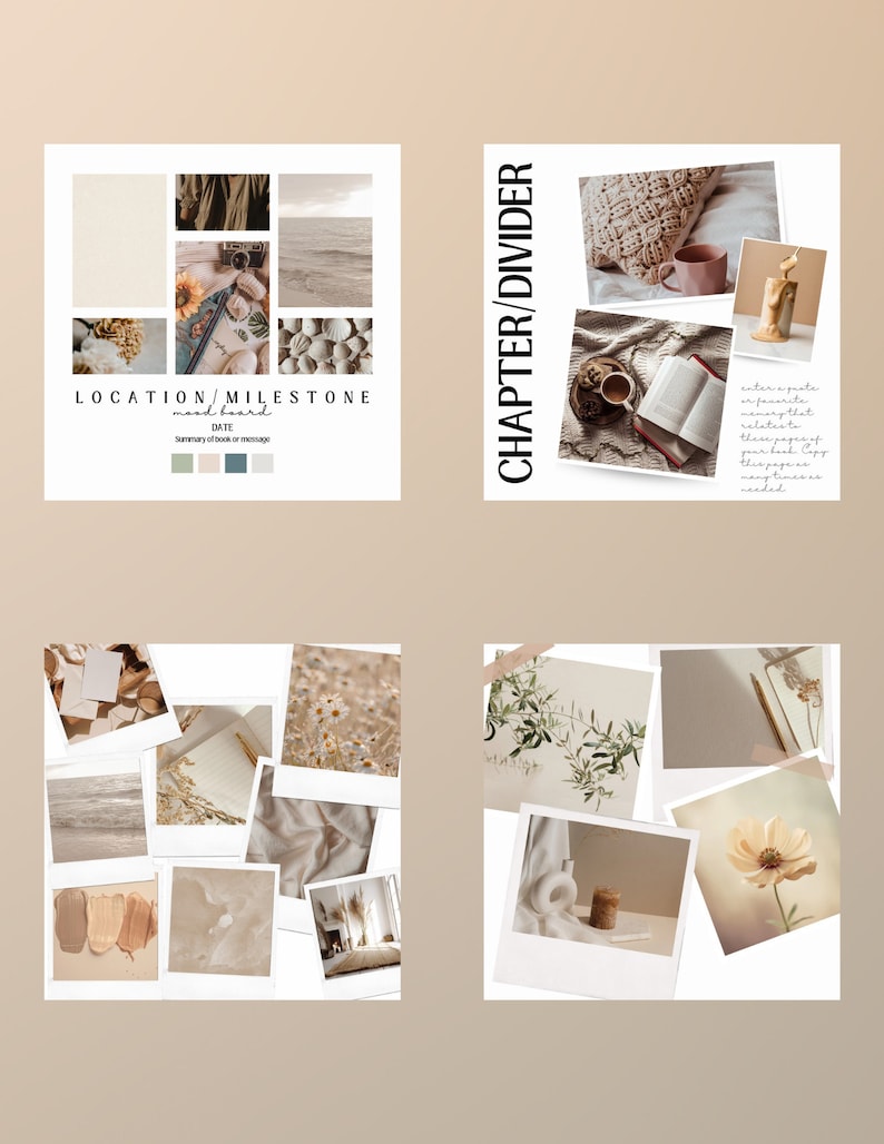 Canva Template Digital Photobook Collage Template With Polaroid & Full ...