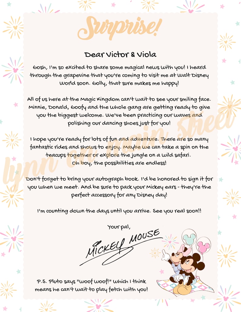 Mickeymouse Disneyworld/dl Trip Reveal Letter! | Magic Mail, Surprise ...