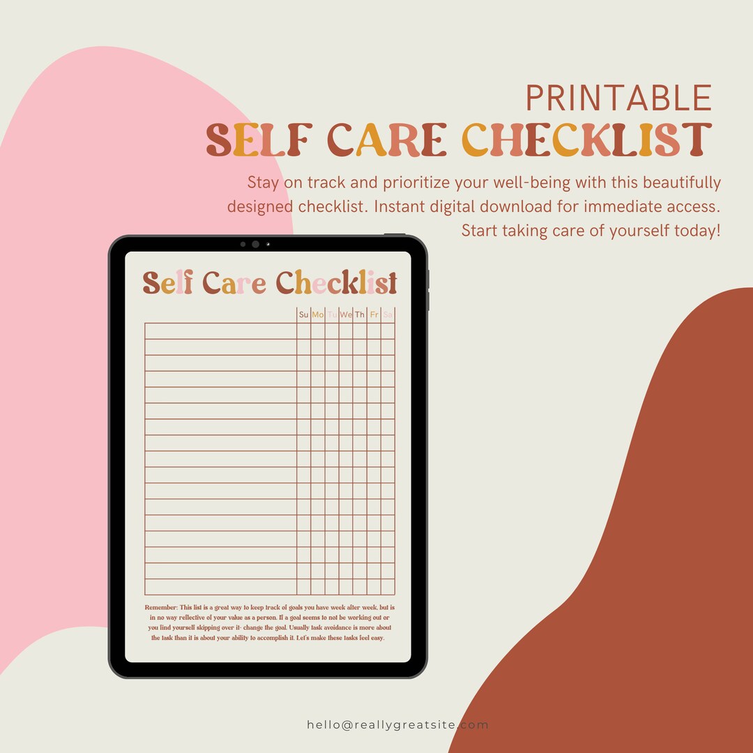 Fill in the Blank Self Care Checklist - Etsy