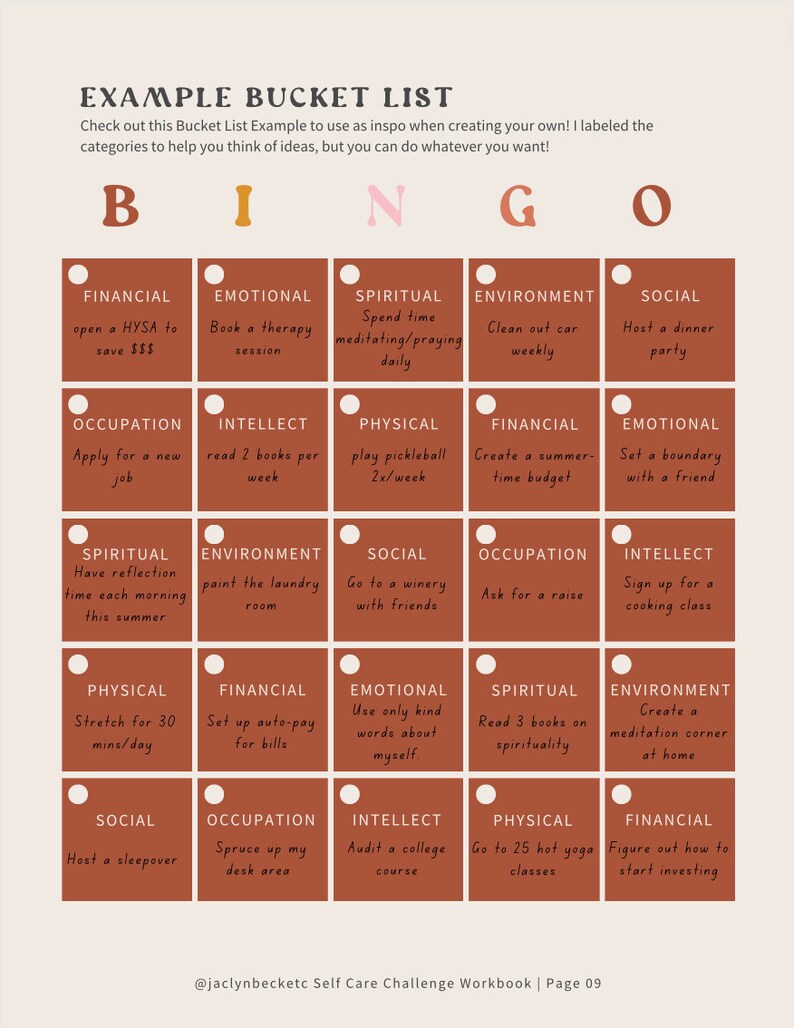 Self Care Bucket List Challenge| Self Care Challenge| Bucket List ...