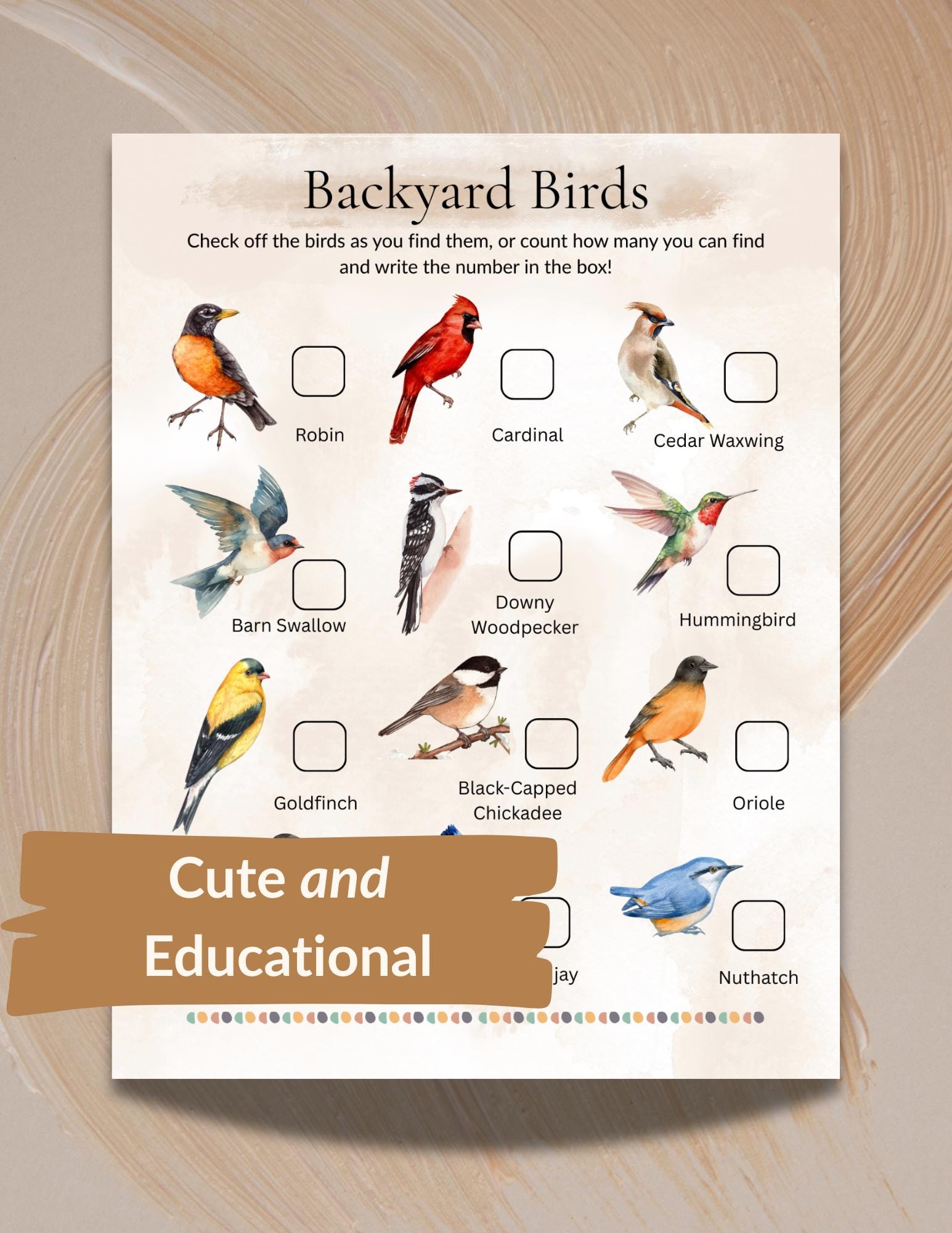 Bird Scavenger Hunt for Kids, Backyard Nature Activity and Checklist ...