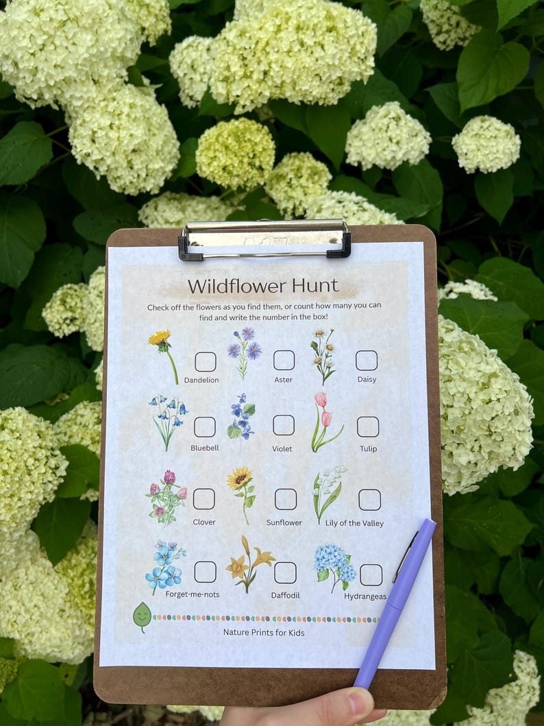 Wildflower Scavenger Hunt Printable: Nature Activity for Kids (PDF ...