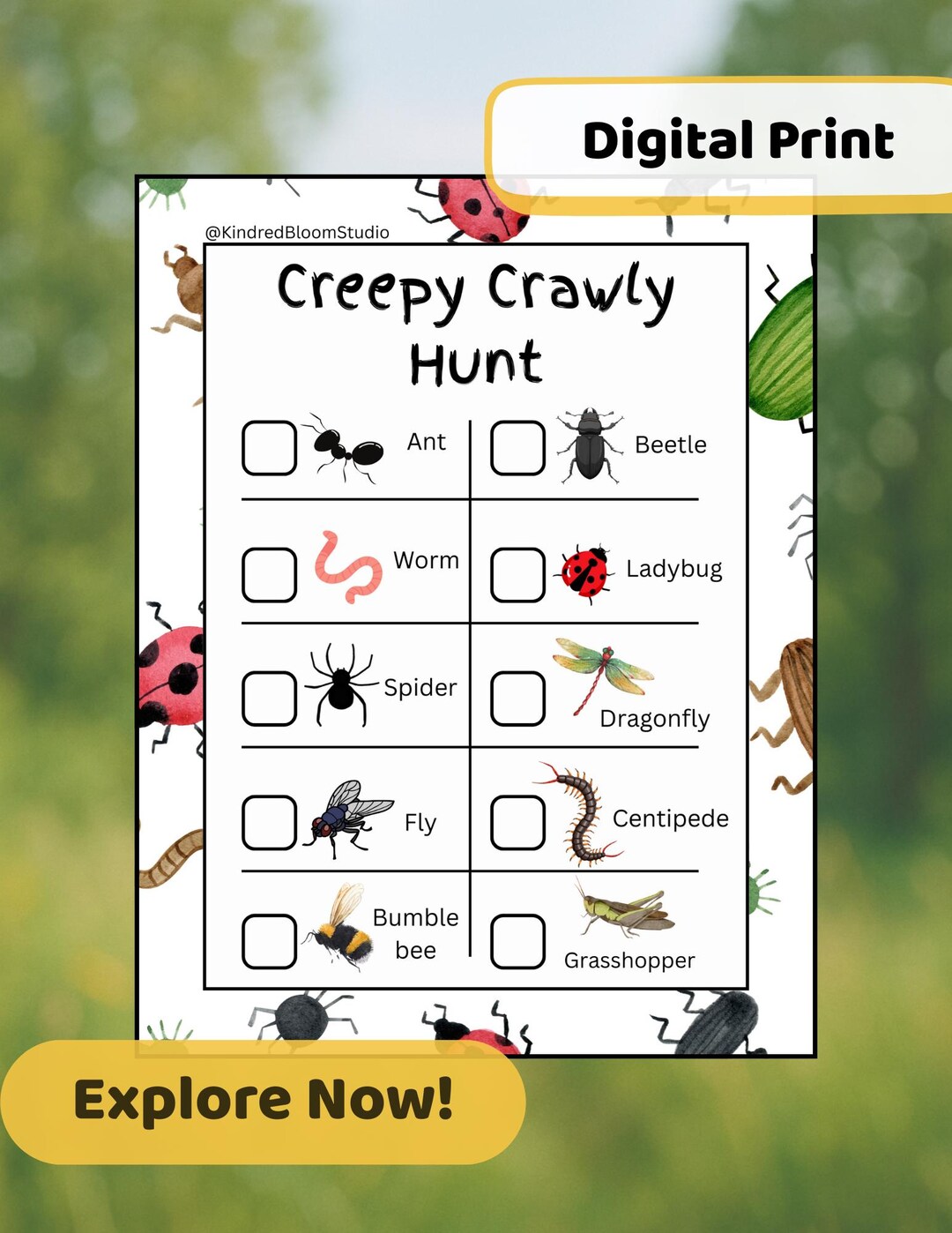 Bug Scavenger Hunt for Kids: Nature Activity Printable (PDF) - Etsy