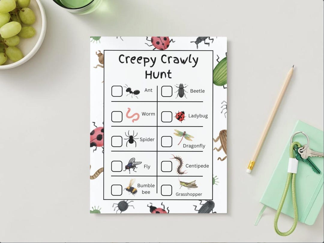Creepy Crawly Bug Scavenger Hunt Printout for Kids (ages 3-8) - Etsy
