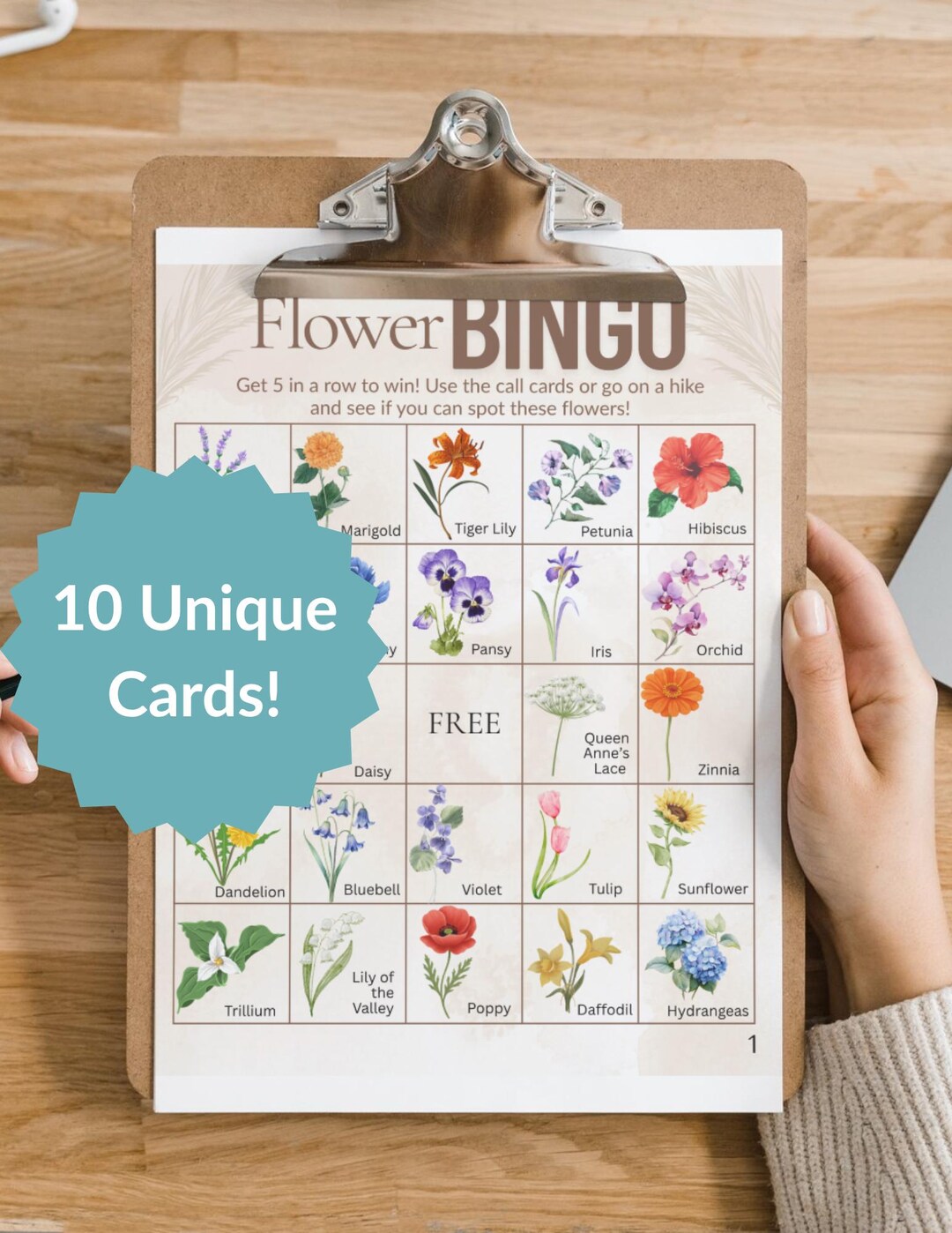 Boho Flower Bingo Game: Outdoor Family Activity (digital Download) - Etsy