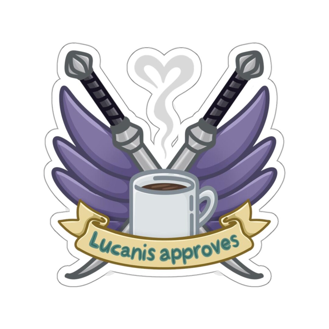 Lucanis Approves Kiss Cut Sticker Dragon Age Veilguard DATV Coffee ...