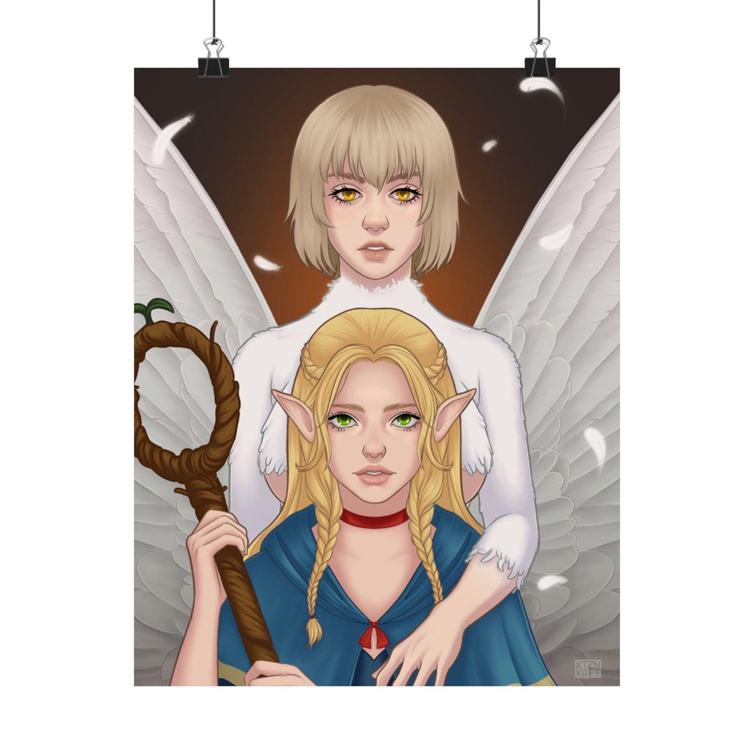Delicious in Dungeon Meshi Poster Print Marcille X Falin Farcille Yuri ...