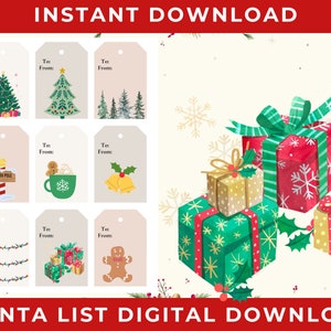 Printable Christmas Gift Tags Festive Holiday Designs for Personalized ...