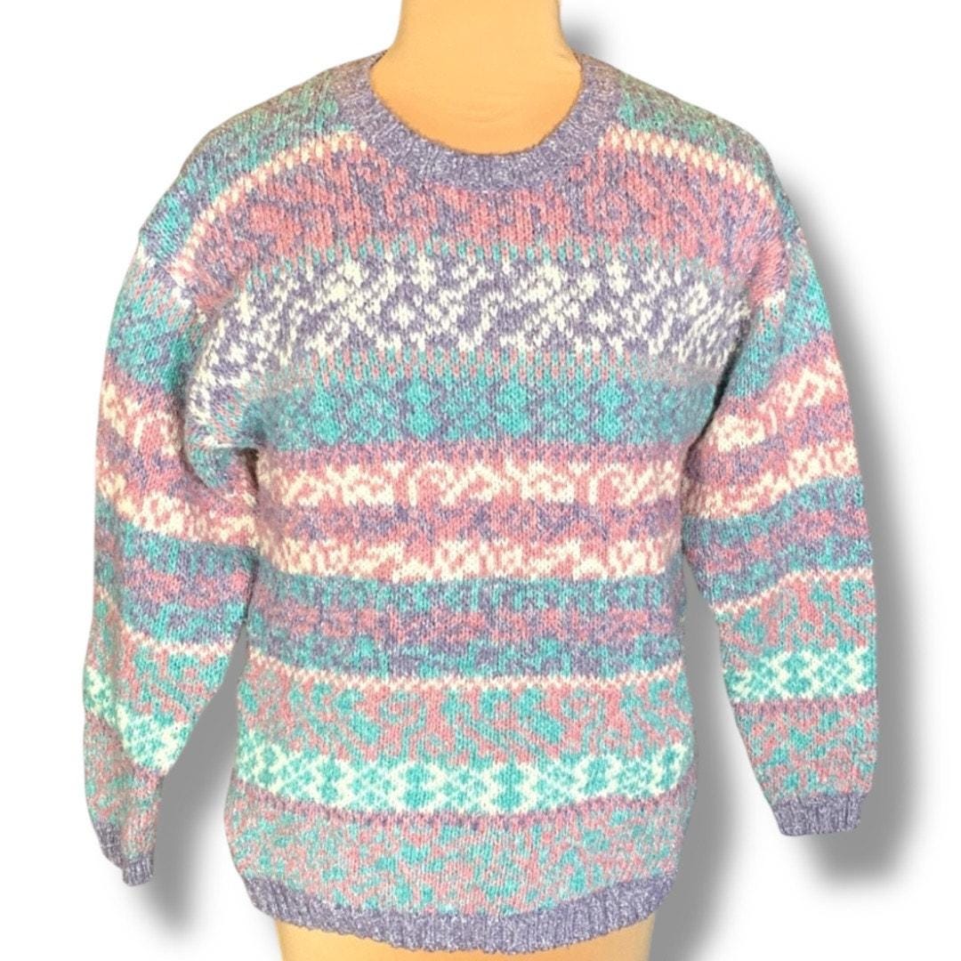 Vintage Carole Little St Tropez Wear Sweater Medium 90s Pastel Knit ...