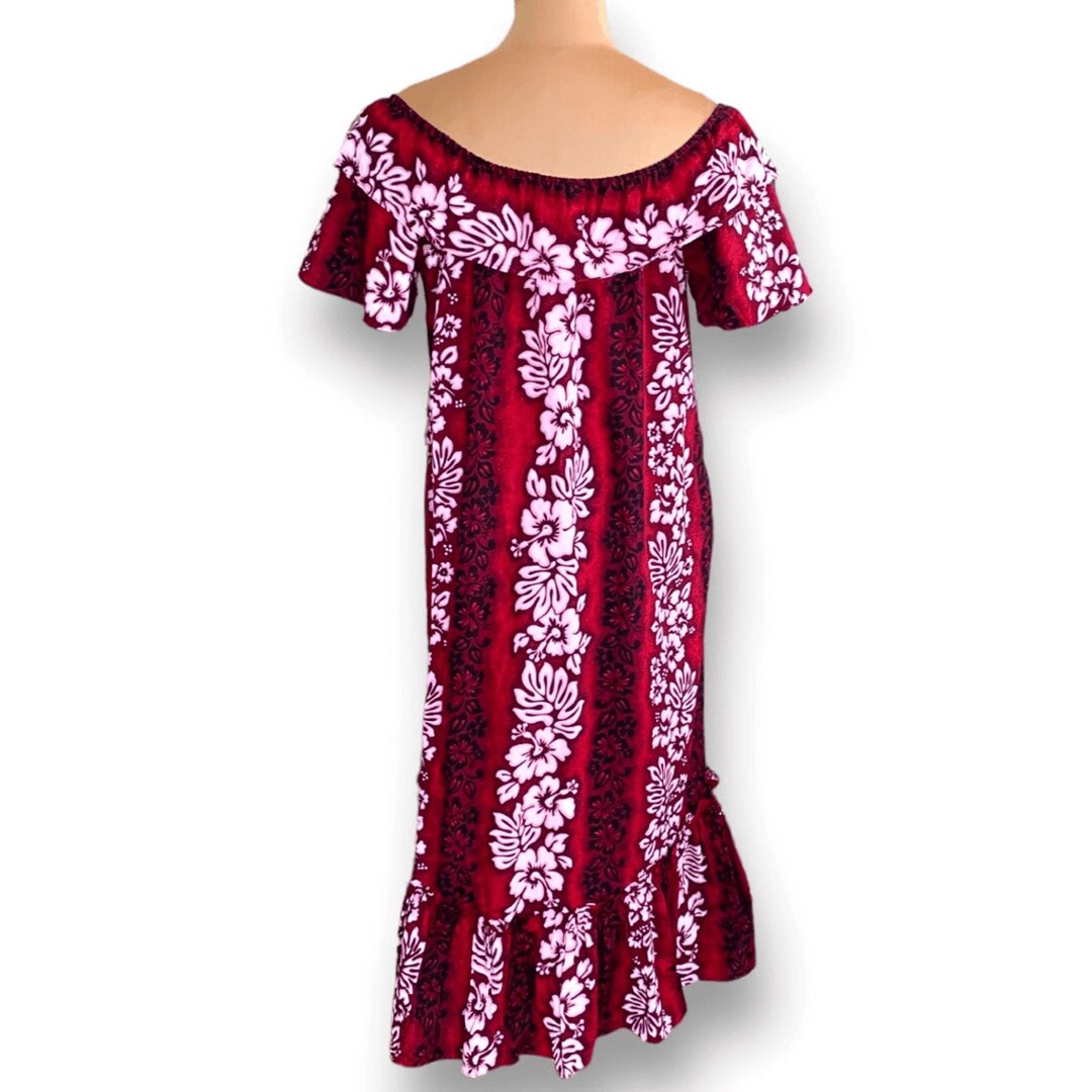 Vintage Aloha Mo’i Hawaiian Muumuu Dress Medium Red Hibiscus Floral ...