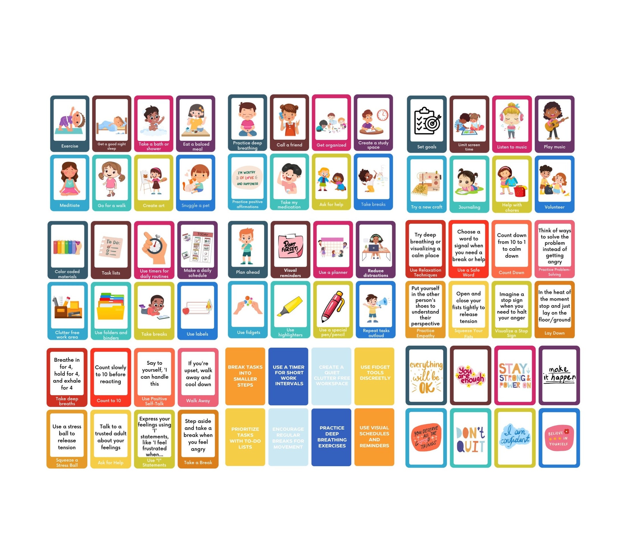 ADHD Flashcards Printable Flashcards ADHD Tools for Kids Time - Etsy