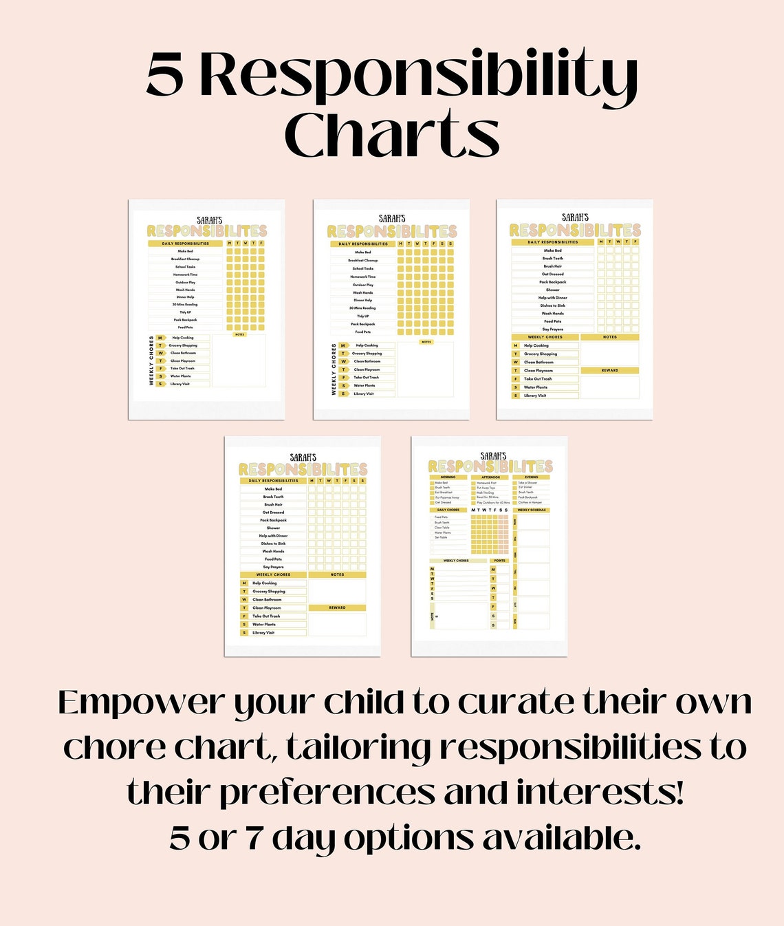 Editable Kids Chore Charts, Behavior Chart, Rewards, Daily Checklist ...