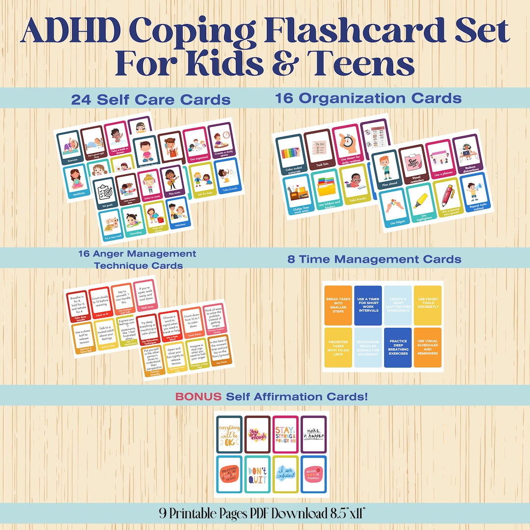 ADHD Flashcards Printable Flashcards ADHD Tools for Kids Time - Etsy