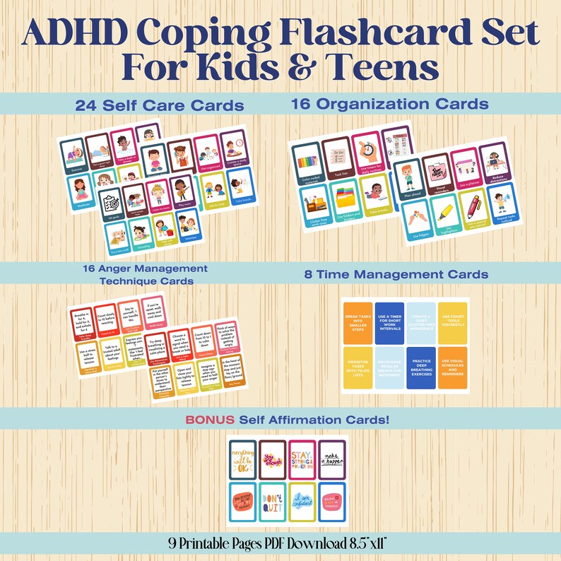 ADHD Flashcards Printable Flashcards ADHD Tools for Kids Time - Etsy