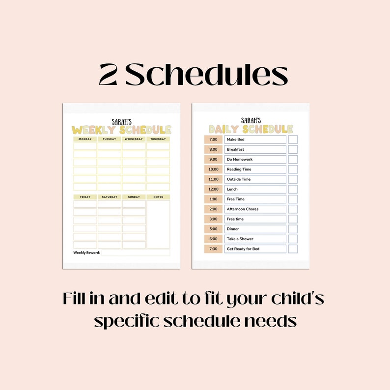 Editable Kids Chore Charts, Behavior Chart, Rewards, Daily Checklist ...
