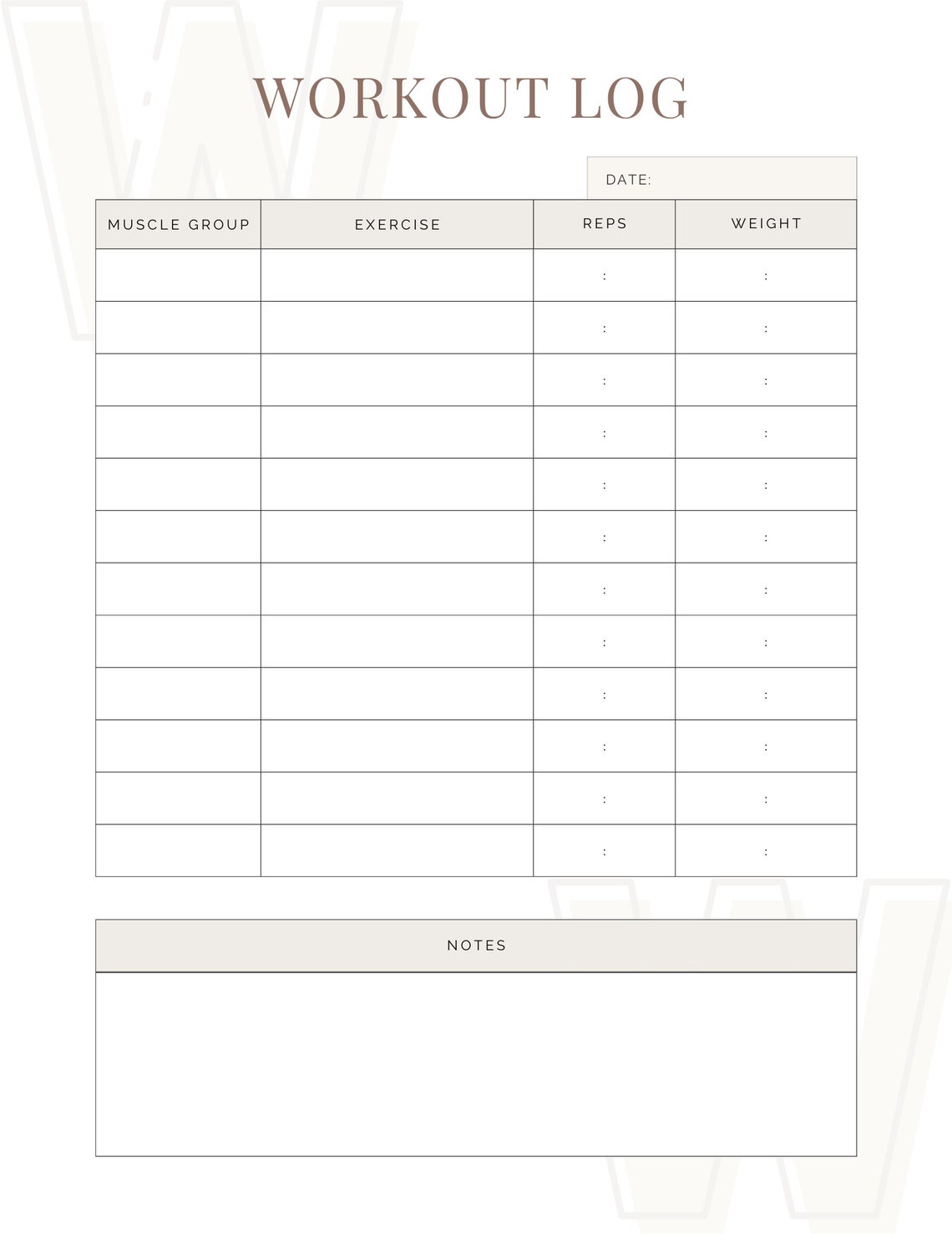 Workout Log Printable | Daily Exercise Log | Daily Workout Tracker ...