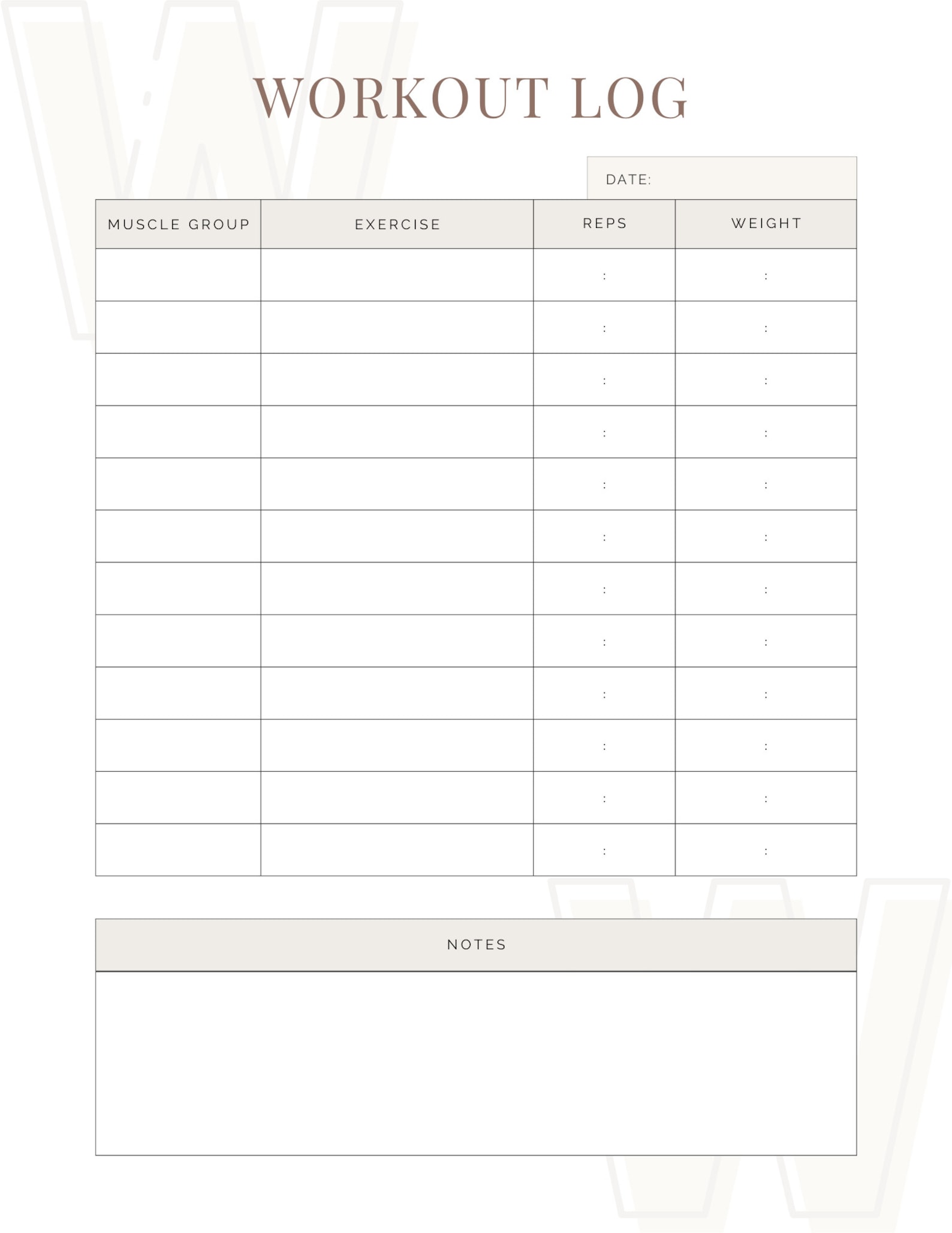 Workout Log Printable | Daily Exercise Log | Daily Workout Tracker ...