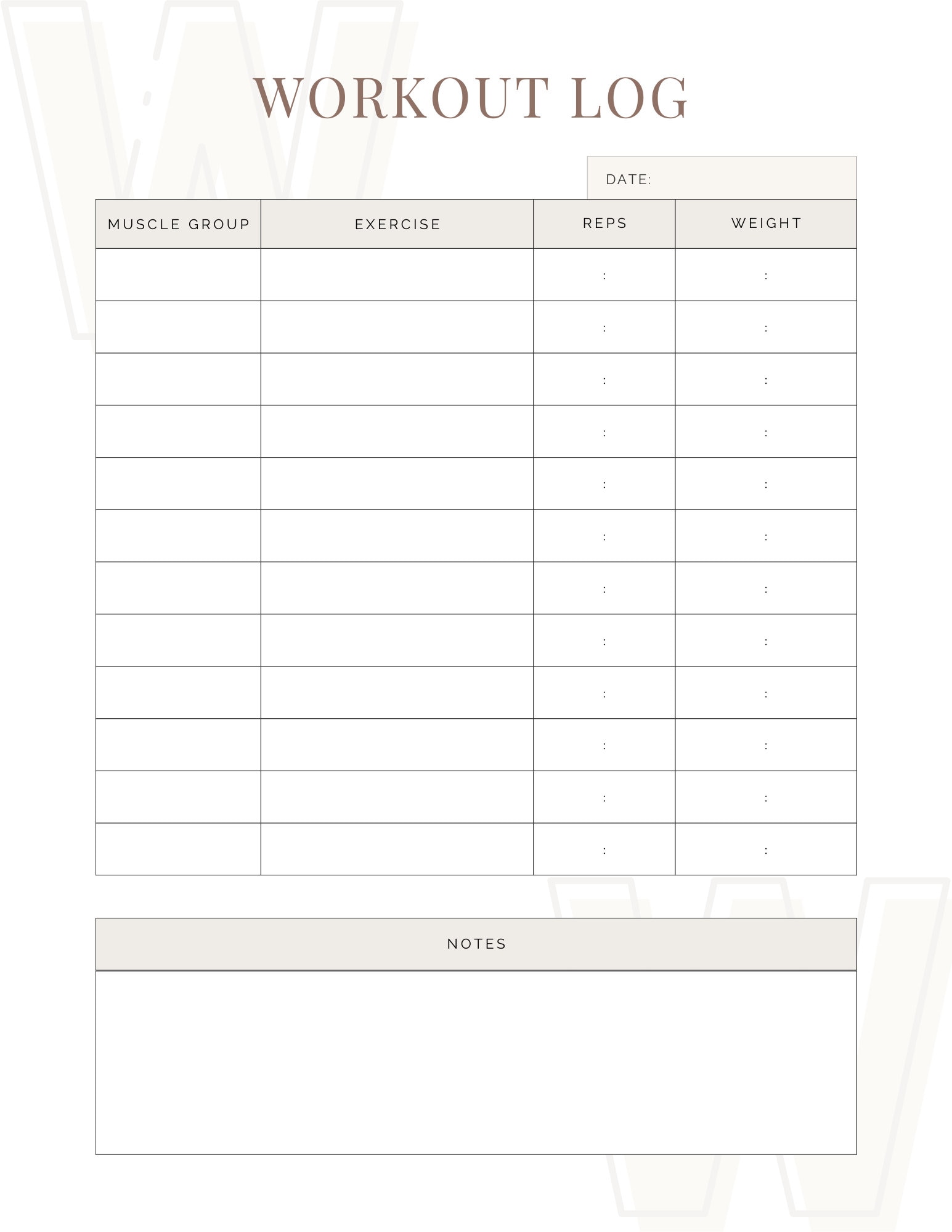 Workout Log Printable | Daily Exercise Log | Daily Workout Tracker ...
