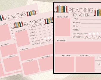 Book Review Template, Reading Tracker for Reading Journal - Etsy