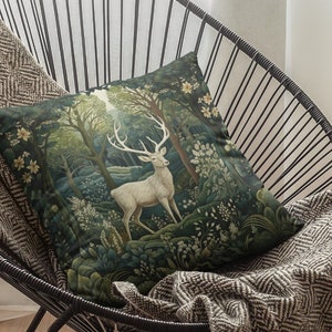 White Stag Pillow William Morris Inspired Throw - Etsy
