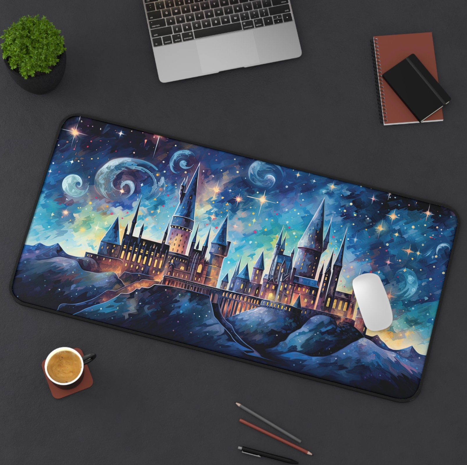 Aesthetic Wizard School Fantasy Castle Desk Mat, Cute Fan Art Deskmat ...