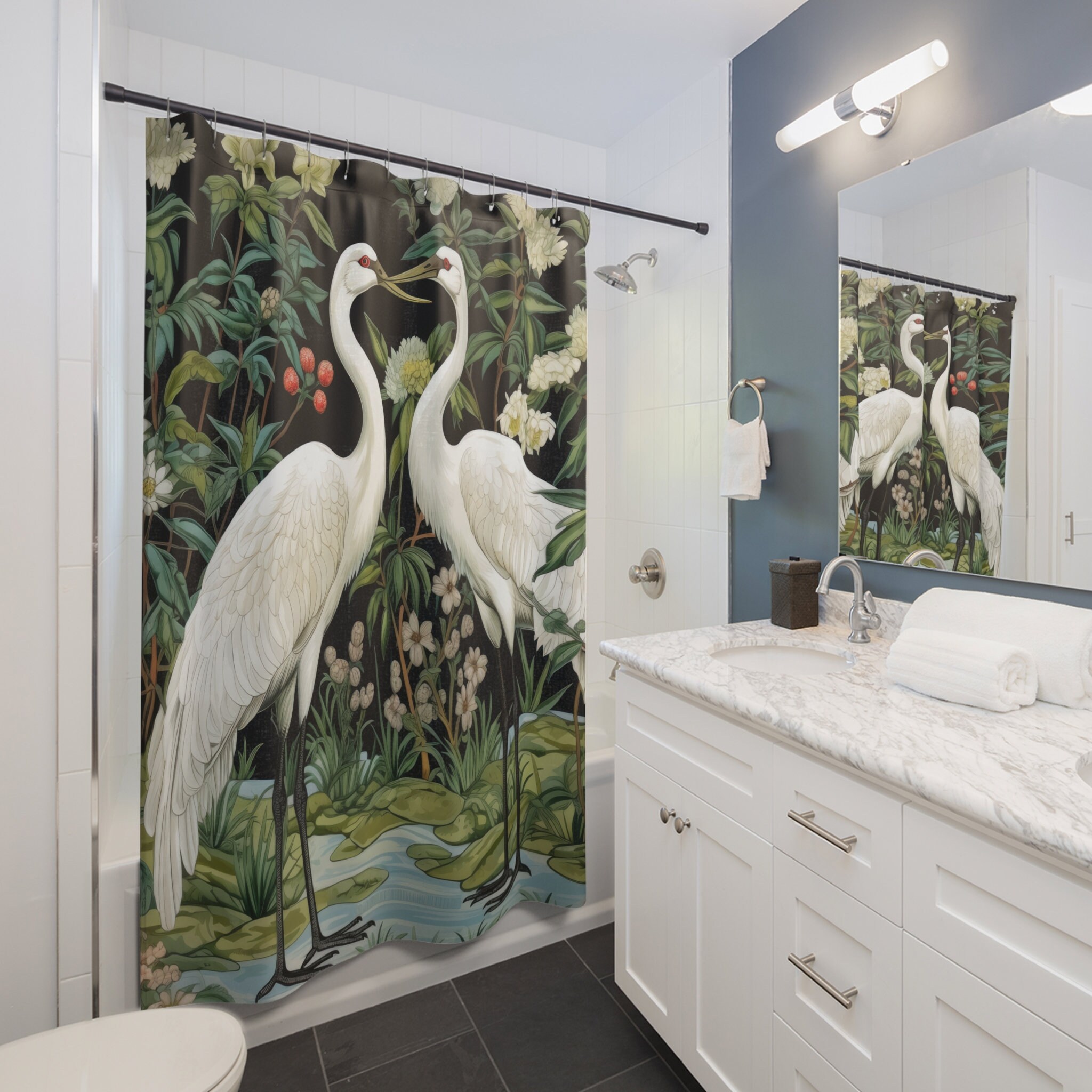 Crane Shower Curtain Victorian William Morris Style Bathroom - Etsy