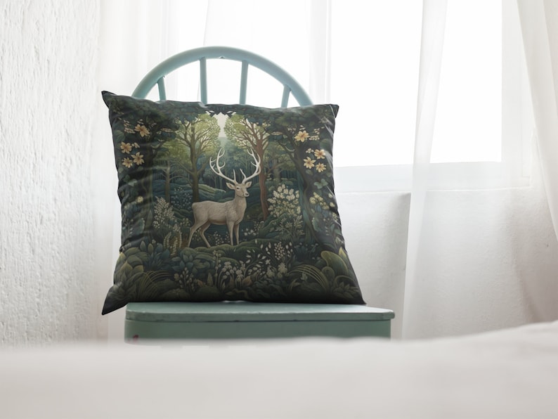 White Stag Pillow William Morris Inspired Throw - Etsy