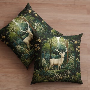 White Stag Pillow William Morris Inspired Throw - Etsy