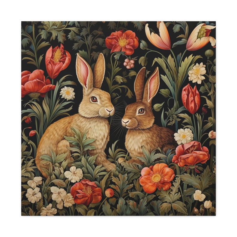 William Morris Inspired Bunnies Wall Hanging Art Gallery Wrap - Etsy
