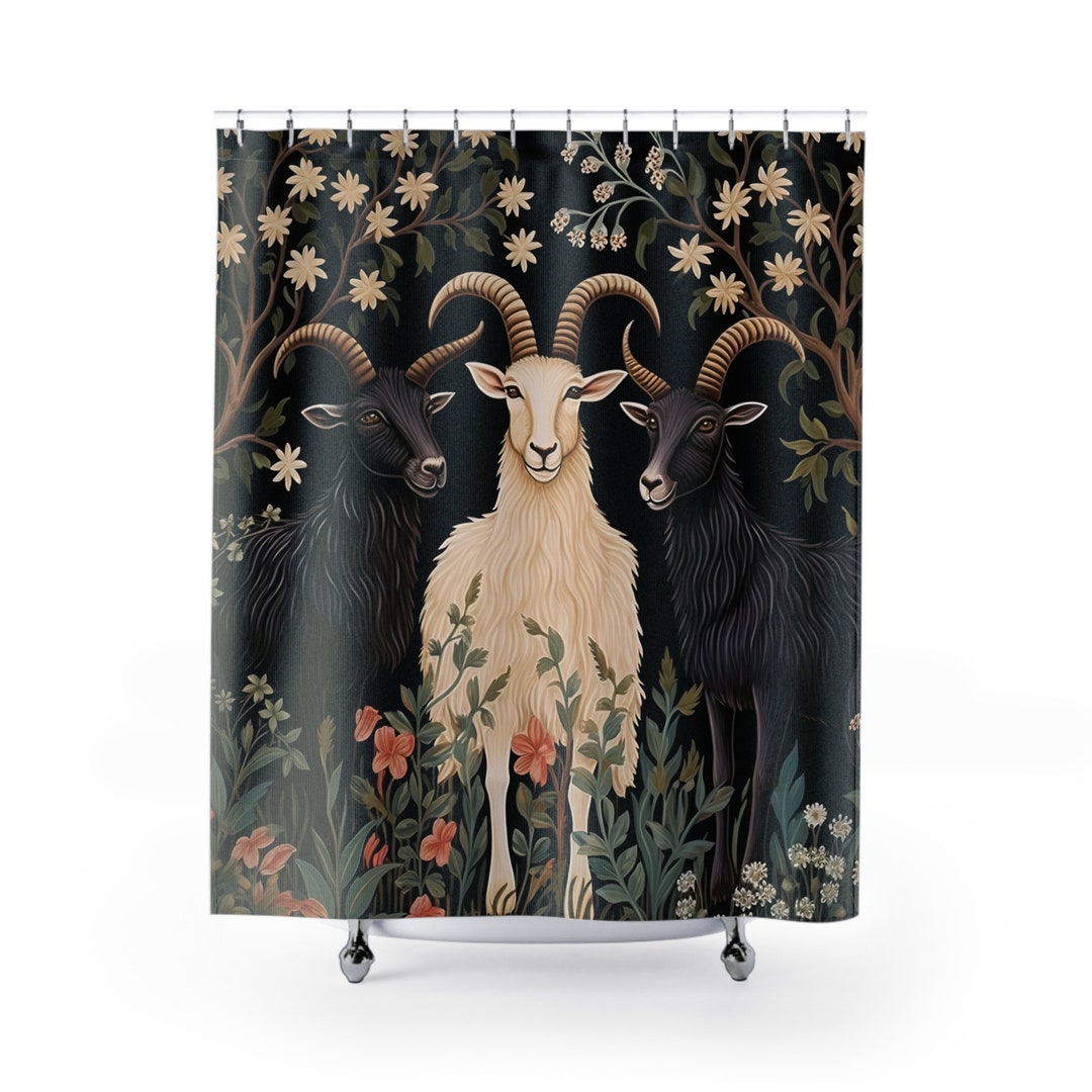 Goat Shower Curtain | Goth Bathroom | Nature Bathroom | Victorian Art ...