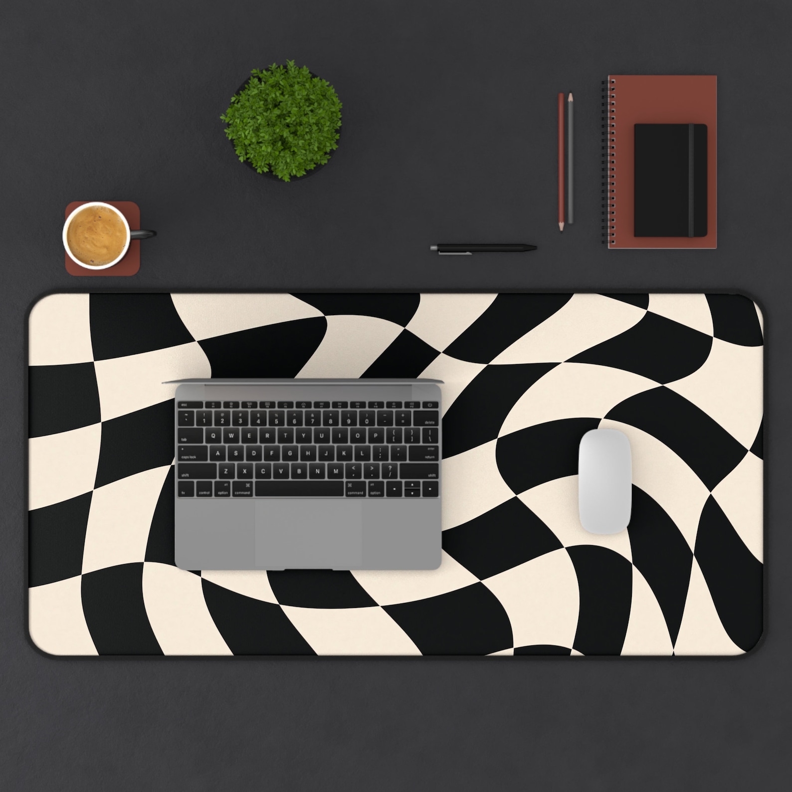 Y2K Aesthetic Desk Mat - Cute Retro 90s Wavy Checkerboard Deskmat XL ...
