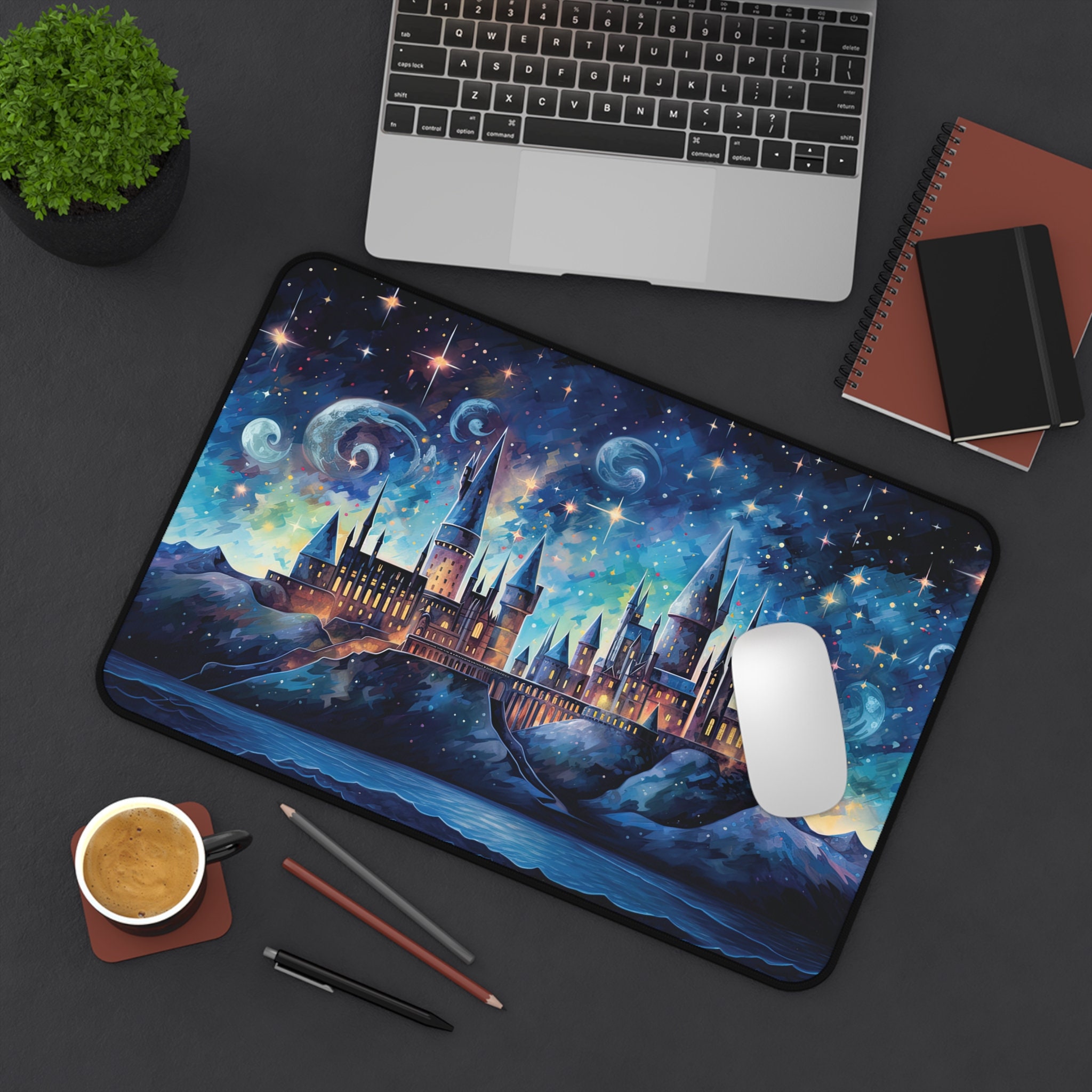 Aesthetic Wizard School Fantasy Castle Desk Mat, Cute Fan Art Deskmat ...