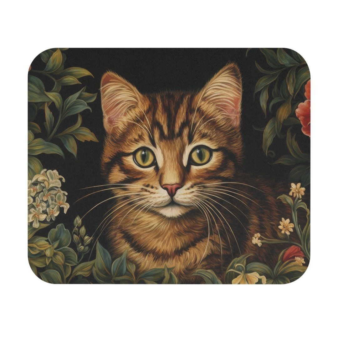Cat Mouse Pad - Brown Tabby William Morris Victorian Aesthetic ...