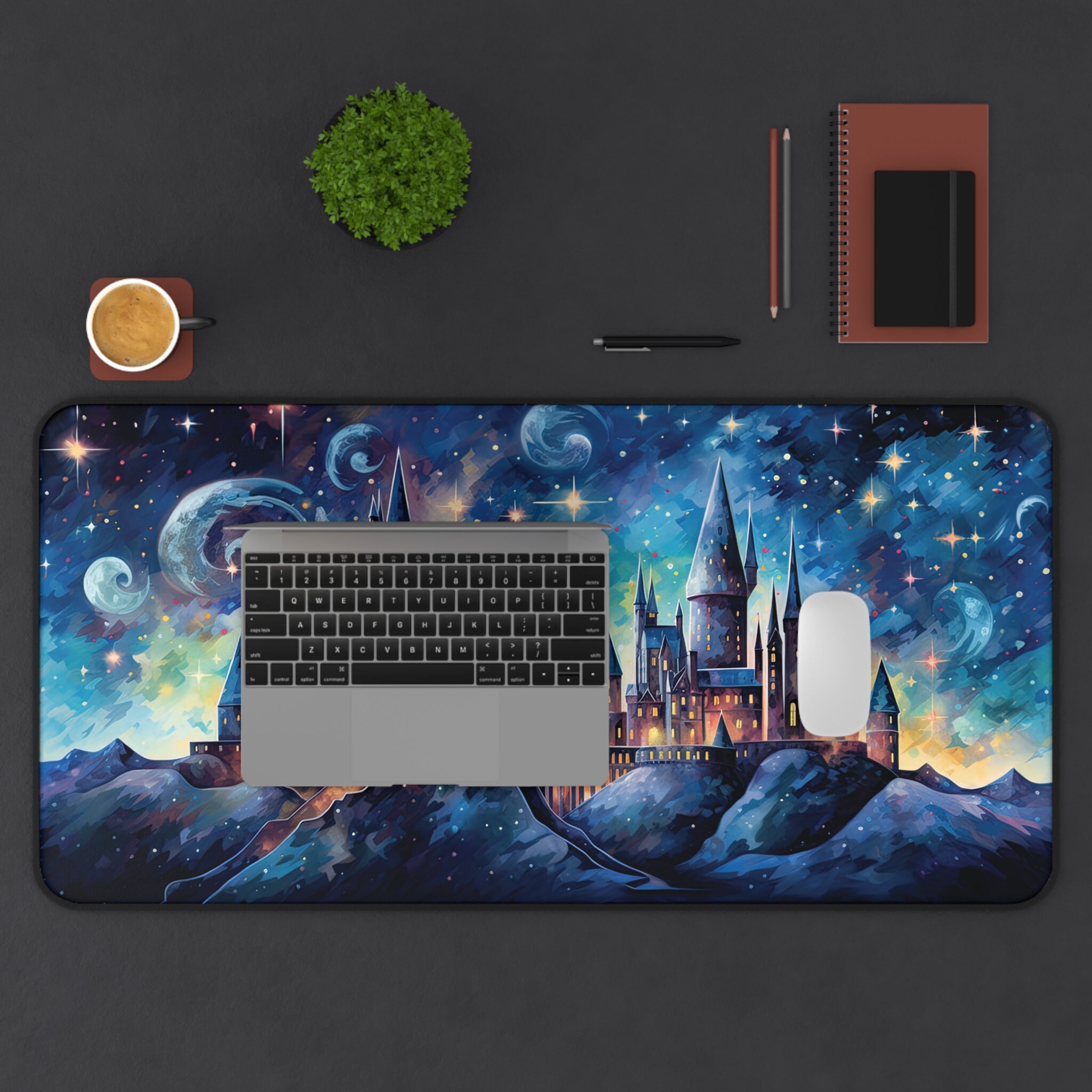 Aesthetic Wizard School Fantasy Castle Desk Mat, Cute Fan Art Deskmat ...