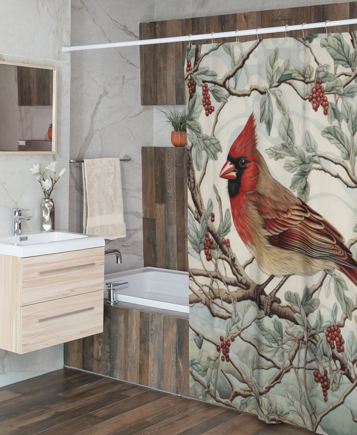 Cardinal Shower Curtain Victorian William Morris Style - Etsy