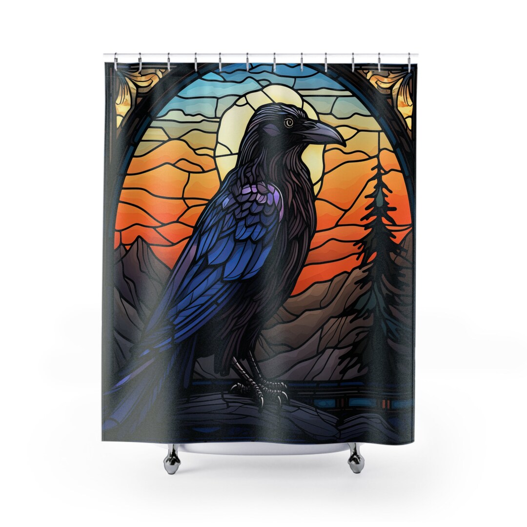 Raven Shower Curtain Goth Bathroom Decor Dark Academia Bathroom Raven ...