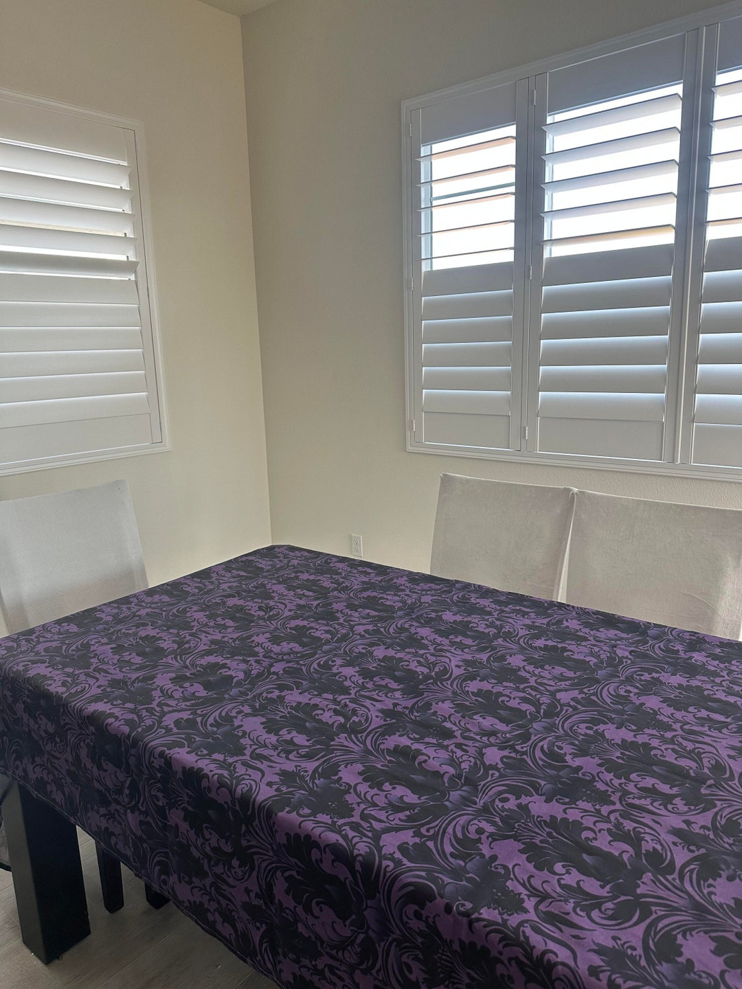 Gothic Mansion Damask Tablecloth - Halloween Purple Dining Room Table ...