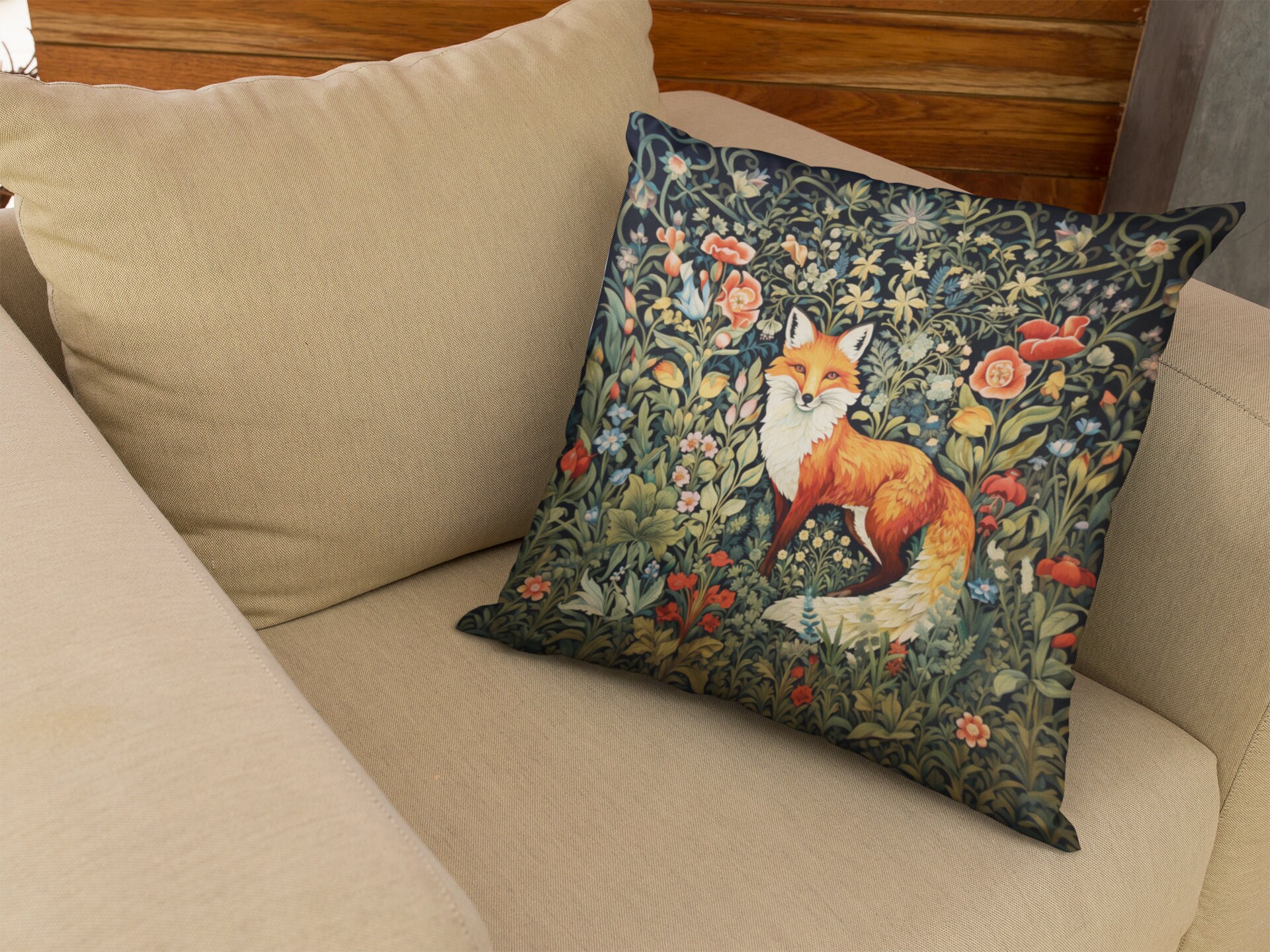Fox Throw Pillow William Morris Aesthetic English Country - Etsy