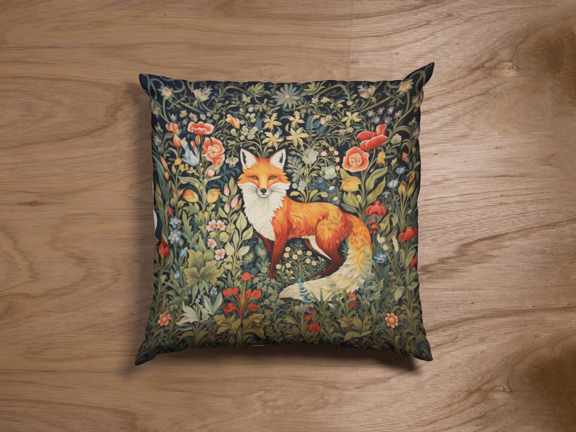 Fox Throw Pillow William Morris Aesthetic English Country - Etsy