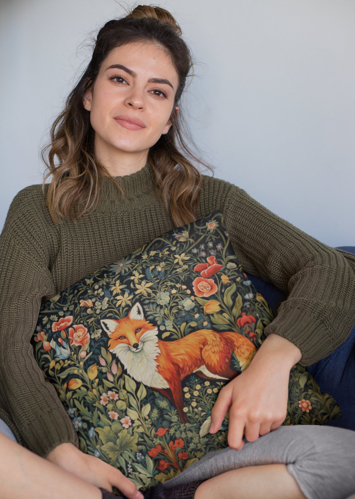 Fox Throw Pillow William Morris Aesthetic English Country - Etsy