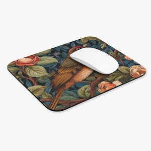 Cottagecore William Morris Inspired Mouse Pad - Robin Bird - Beautiful ...