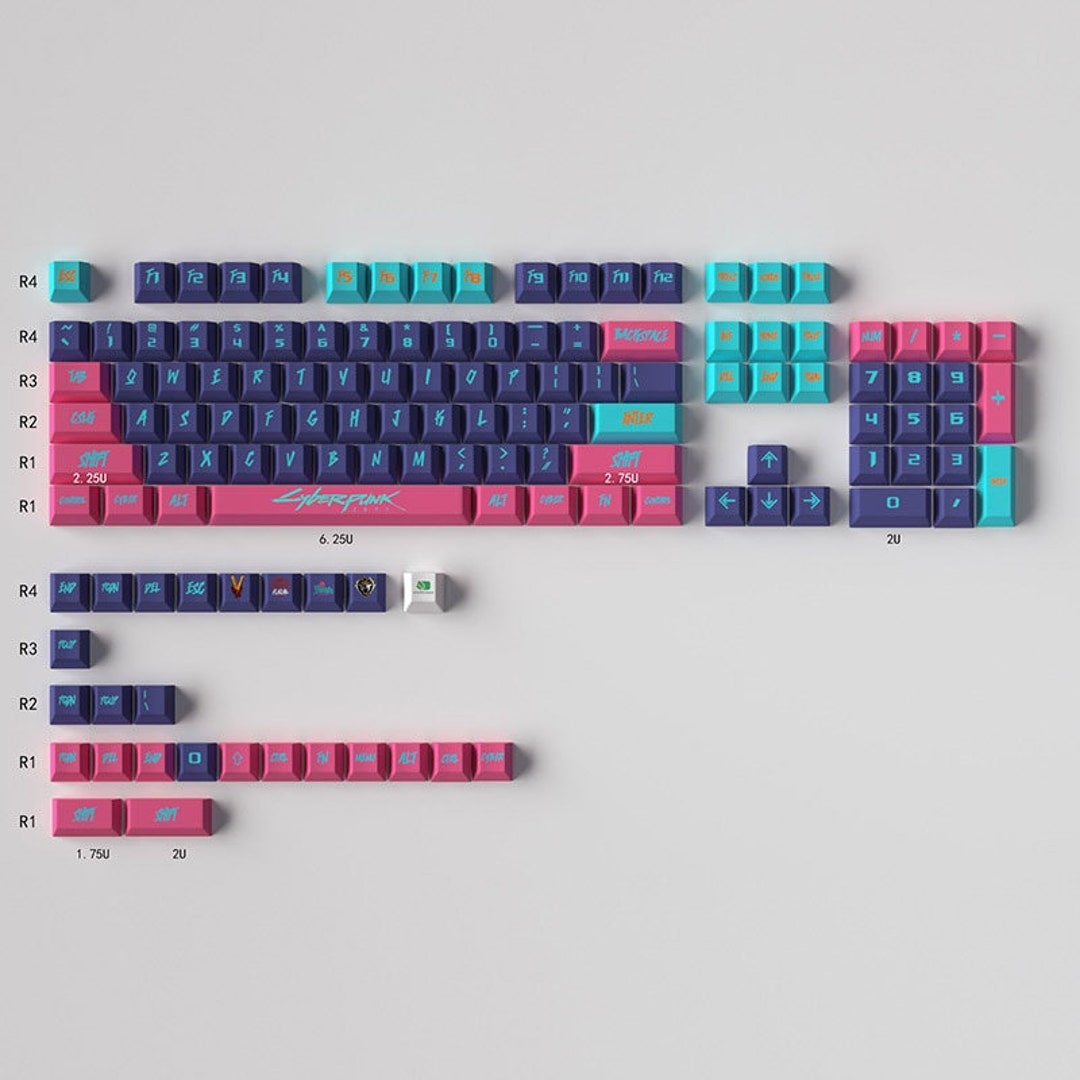 Cyberpunk Anime Keycaps, MX Switch Cherry Profile PBT Dye-Sub Keycap ...