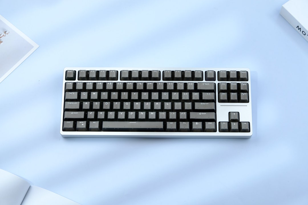 Custom Black/white Shine Through PBT Keycaps 114 Keys , MX Cherry ...