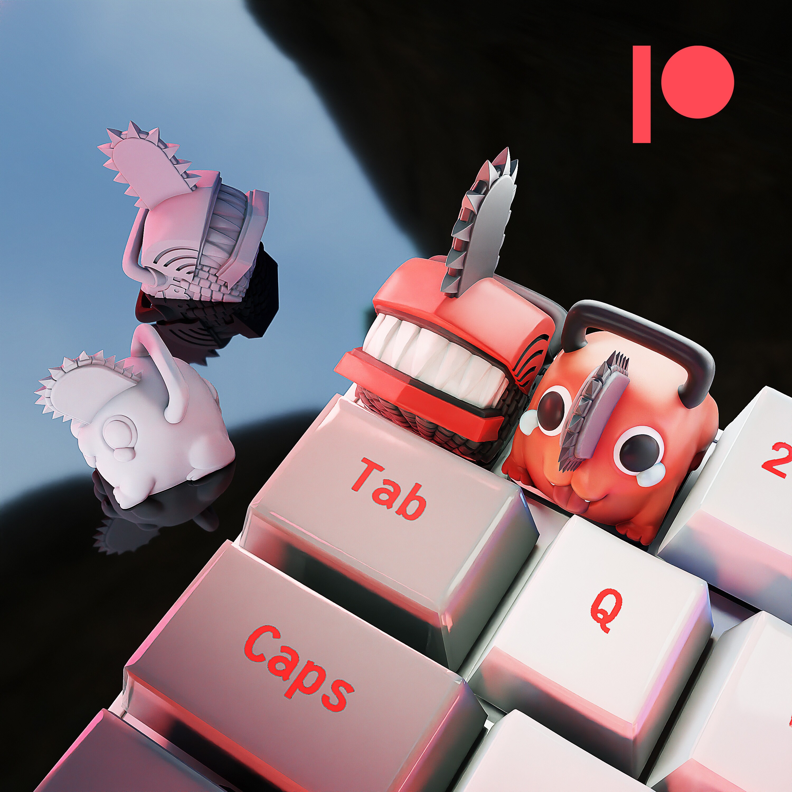 Custom Chainsaw Ma.n Anime Artisan Keycaps Handmade Resin Gaming Keycap ...