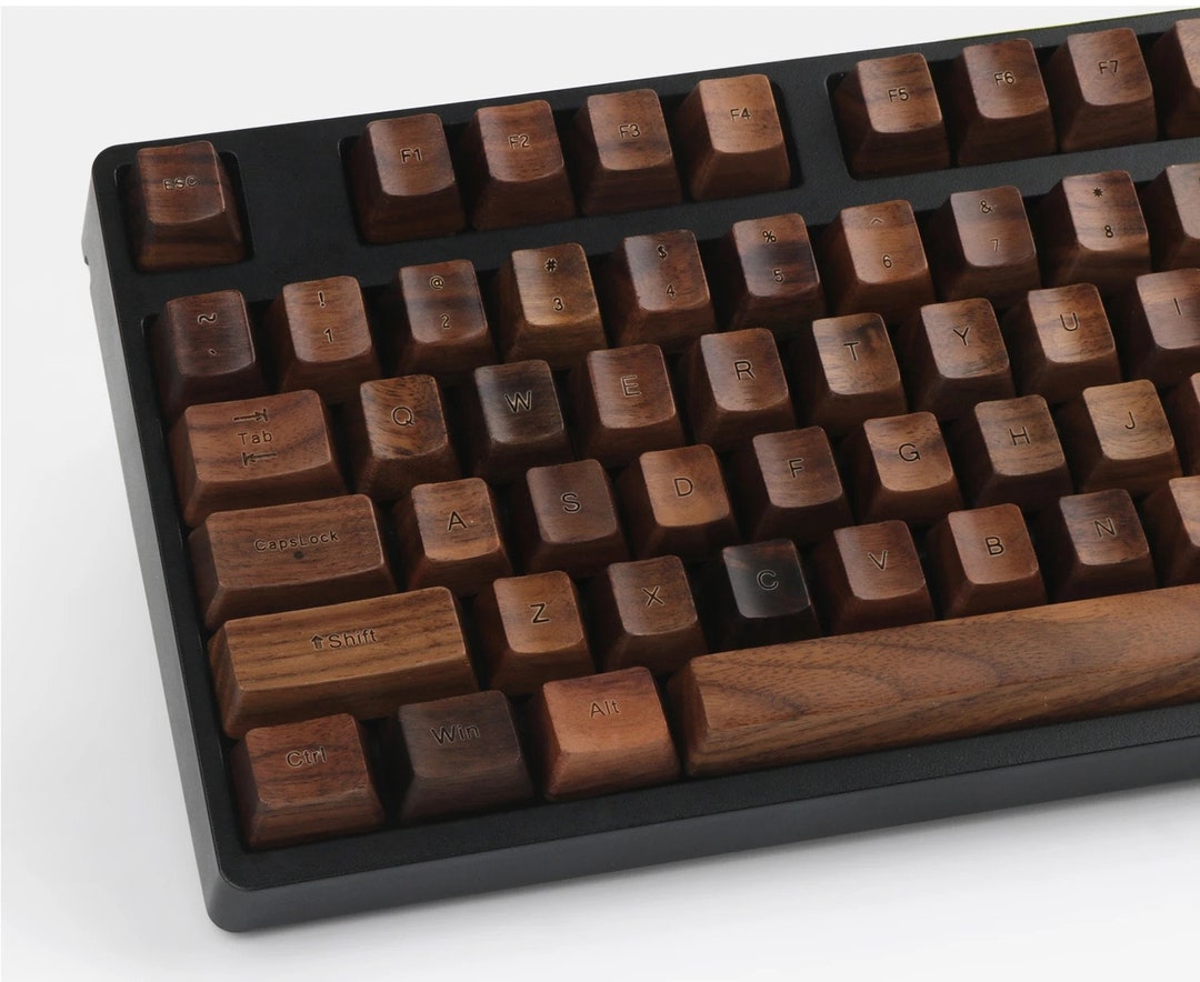 Custom Real Authentic Walnut Wood Keycap Set Real Wood Artisan Keycaps ...